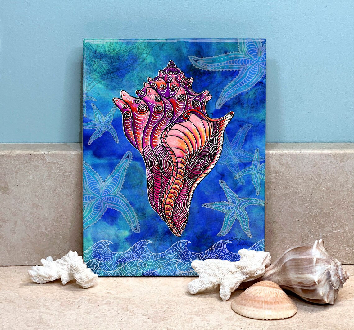 Conch Shell Ceramic Tile Wall Art - Etsy
