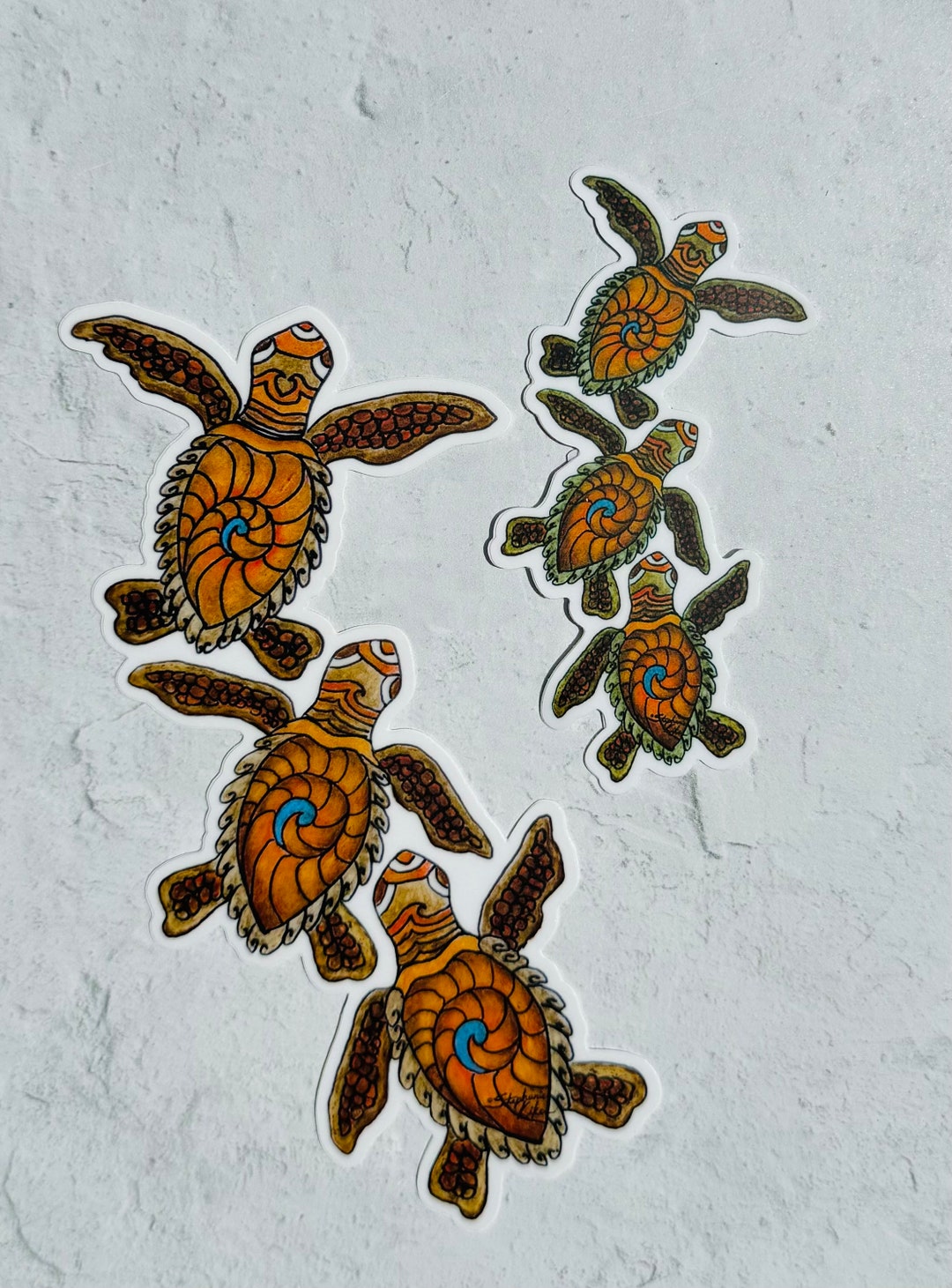 Three Baby Turtles, Turtle Art Sticker, Decal, for Cars, Water Bottles ...