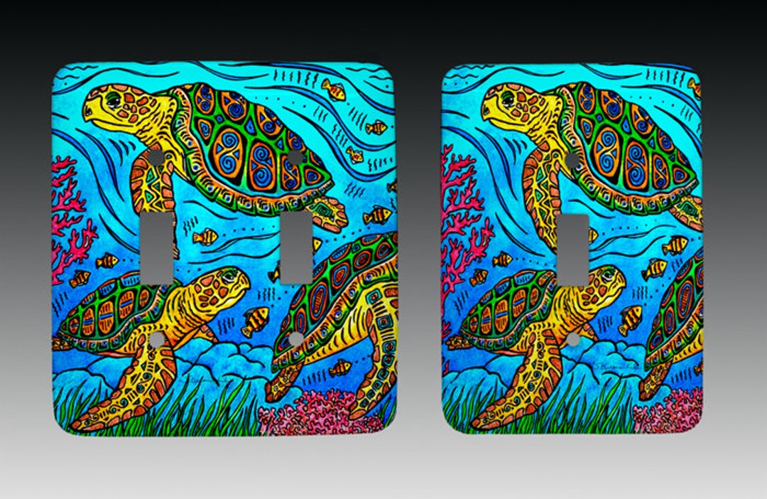 3 Loggerheads Turtle Art Switchplate, Lightswitch Cover, Lightswitch ...