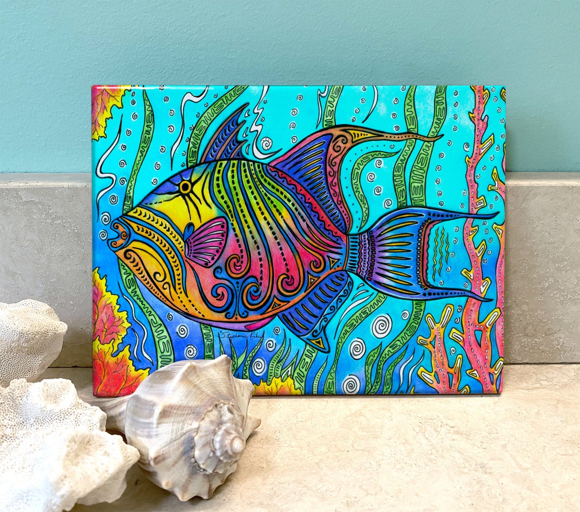 Trigger Fish Ceramic Tile Wall Art - Etsy