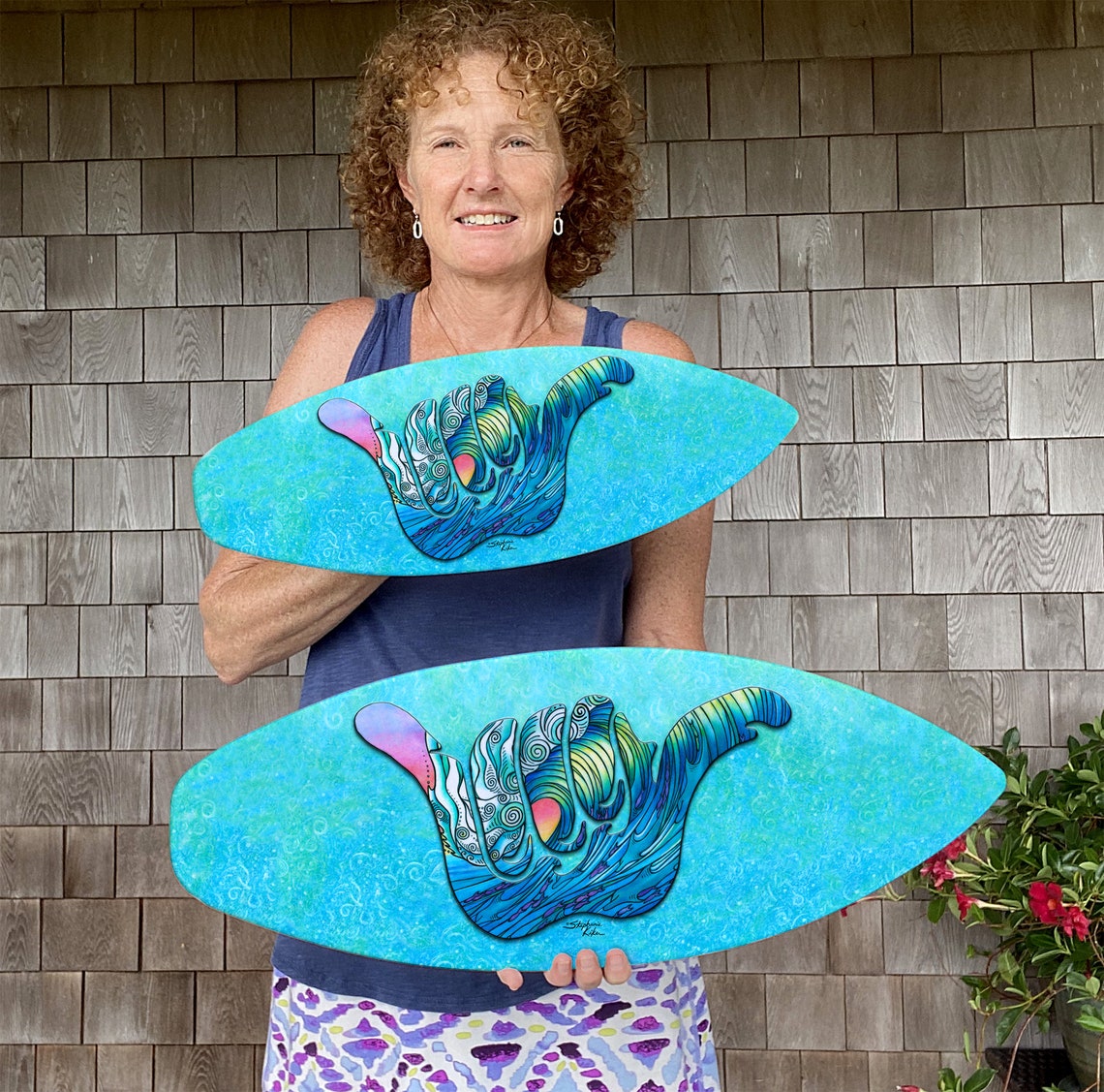 Shaka Art With Wave Surfboard Wall Art Shaka Surfboard - Etsy