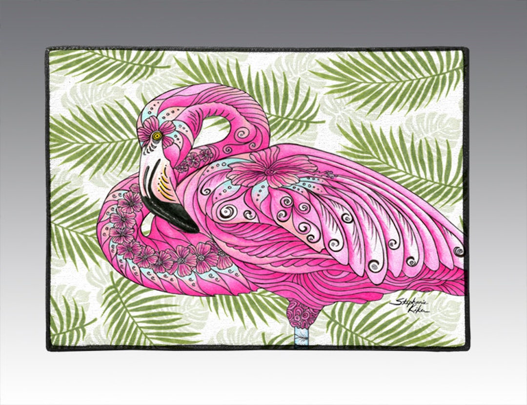 Flamingo Flowers 18" X 24" Door Mat, Floor Mat, Home Decor - Etsy