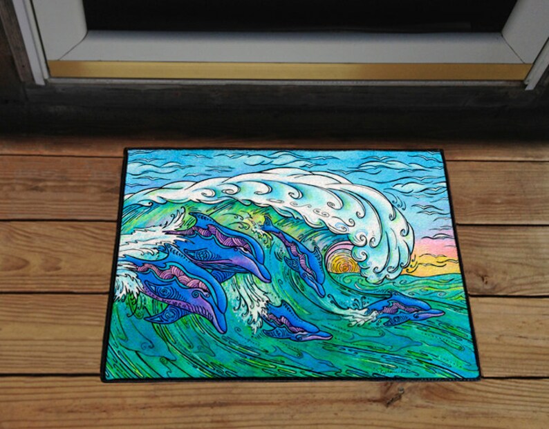 Wave Riding 18" X 24" Door Mat, Floor Mat, Home Decor - Etsy