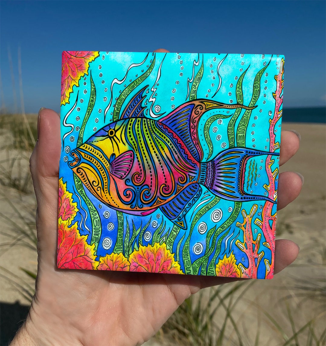 Trigger Fish Ceramic Tile Wall Art - Etsy