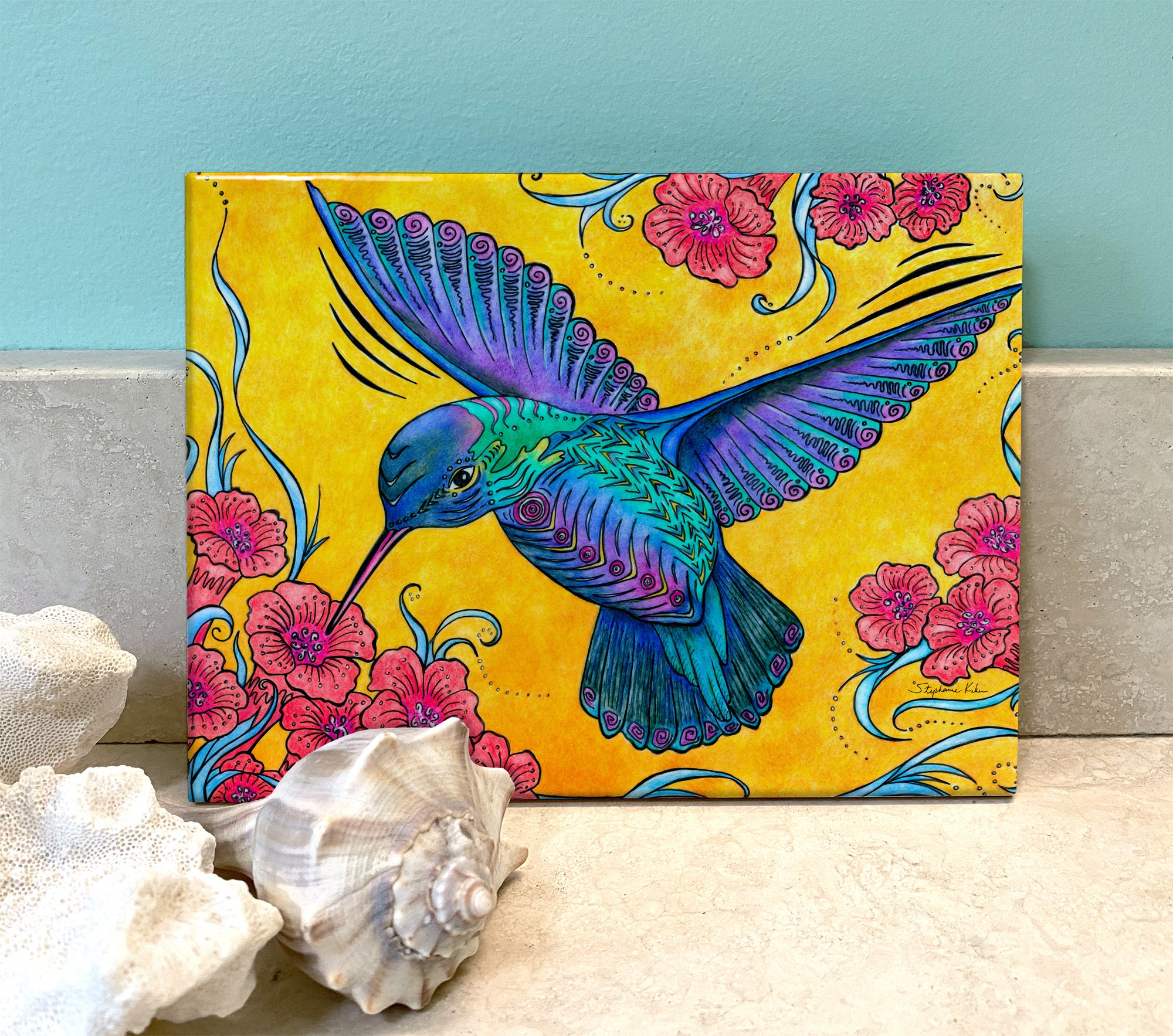 Hummingbird Ceramic Tile Wall Art - Etsy