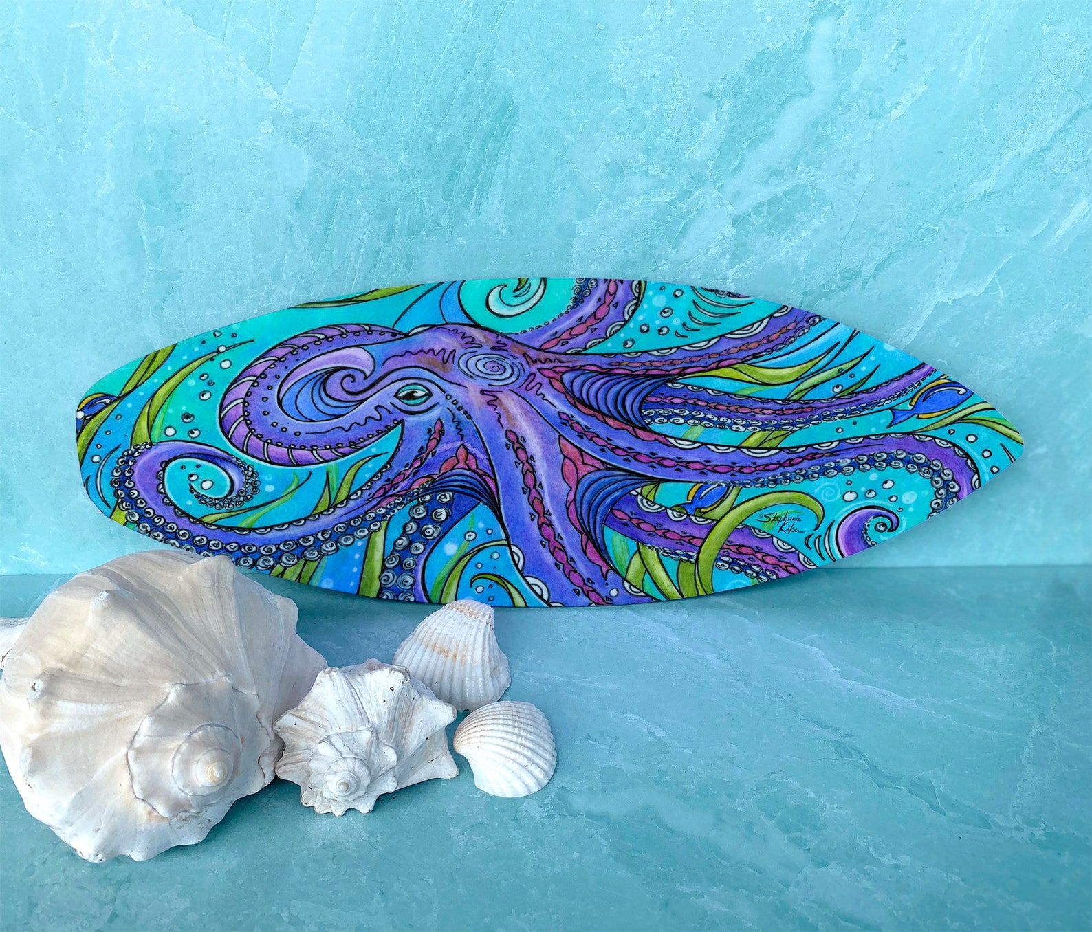 Octopus Surfboard Wall Art, Ready to Hang Art - Etsy