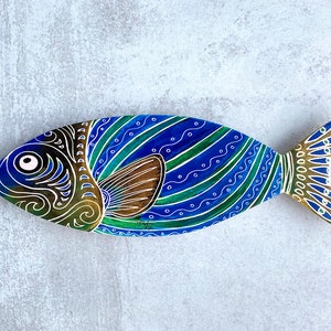 Blue Fish Wood Wall Art, Home Decor, Wall Hanging, Indoor/outdoor ...