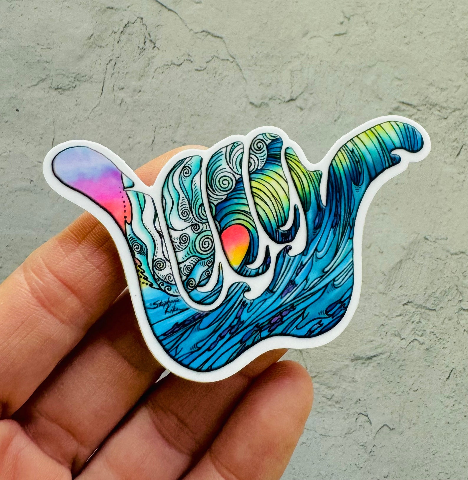 The Wave Shaka Sticker, Decal for Cars, Water Bottles, Skateboards ...