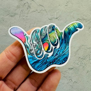 The Wave Shaka Sticker, Decal for Cars, Water Bottles, Skateboards ...