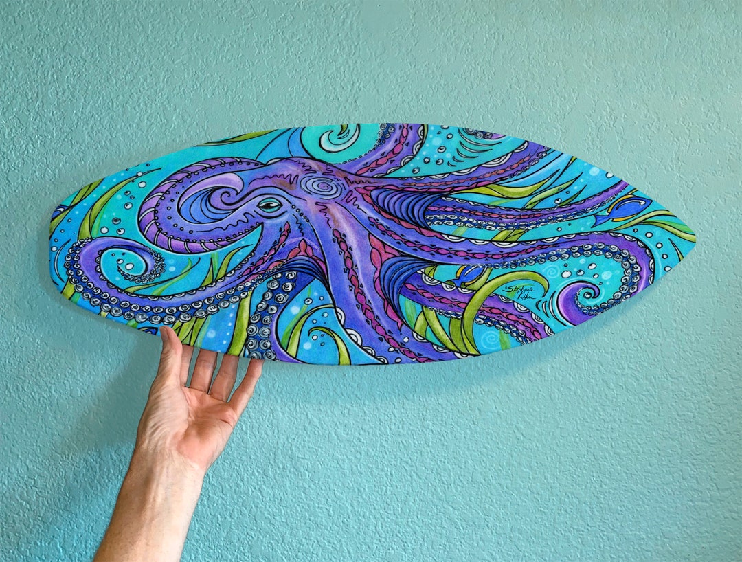 Octopus Surfboard Wall Art, Ready to Hang Art - Etsy