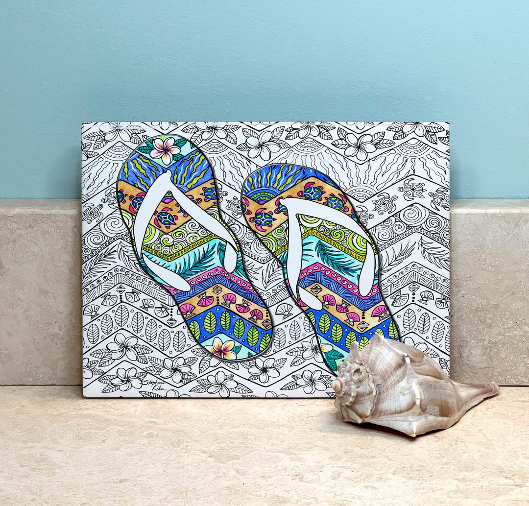 Tropical Flip Flops Ceramic Tile Wall Art - Etsy