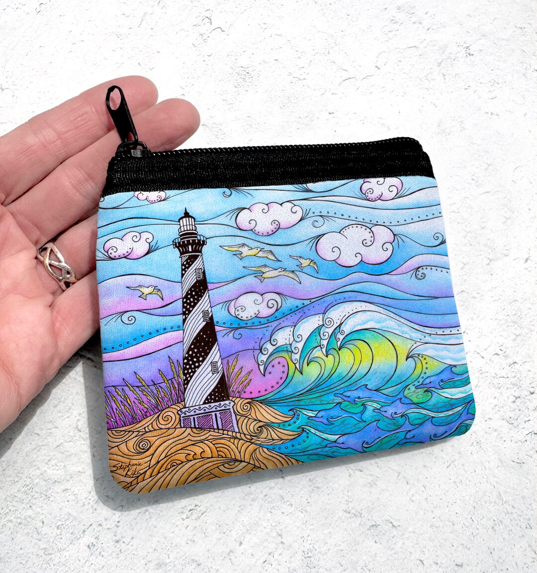 Hatteras Waves Lighthouse, Coin Bag, Coin Purse, Wallet - Etsy