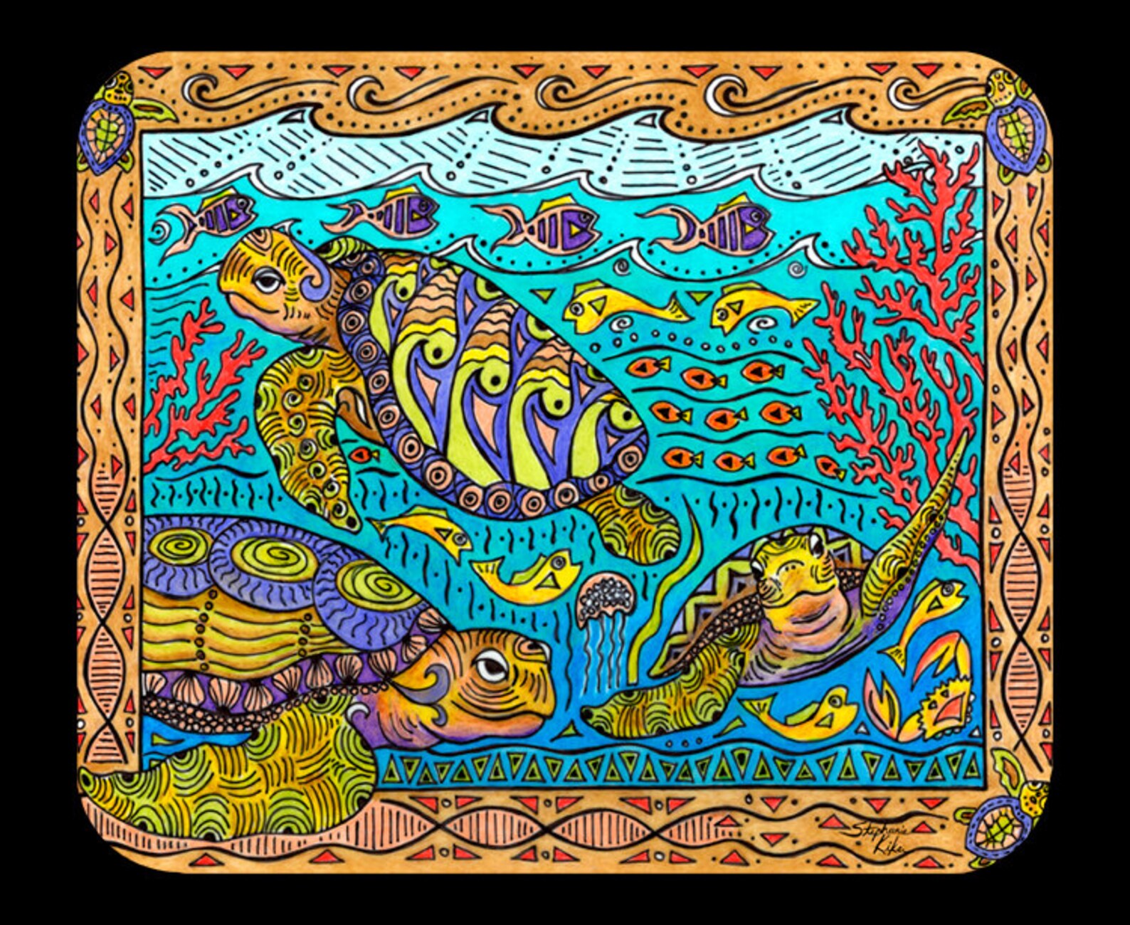 Turtle Time Sea Turtle Art Mousepad for Computers - Etsy