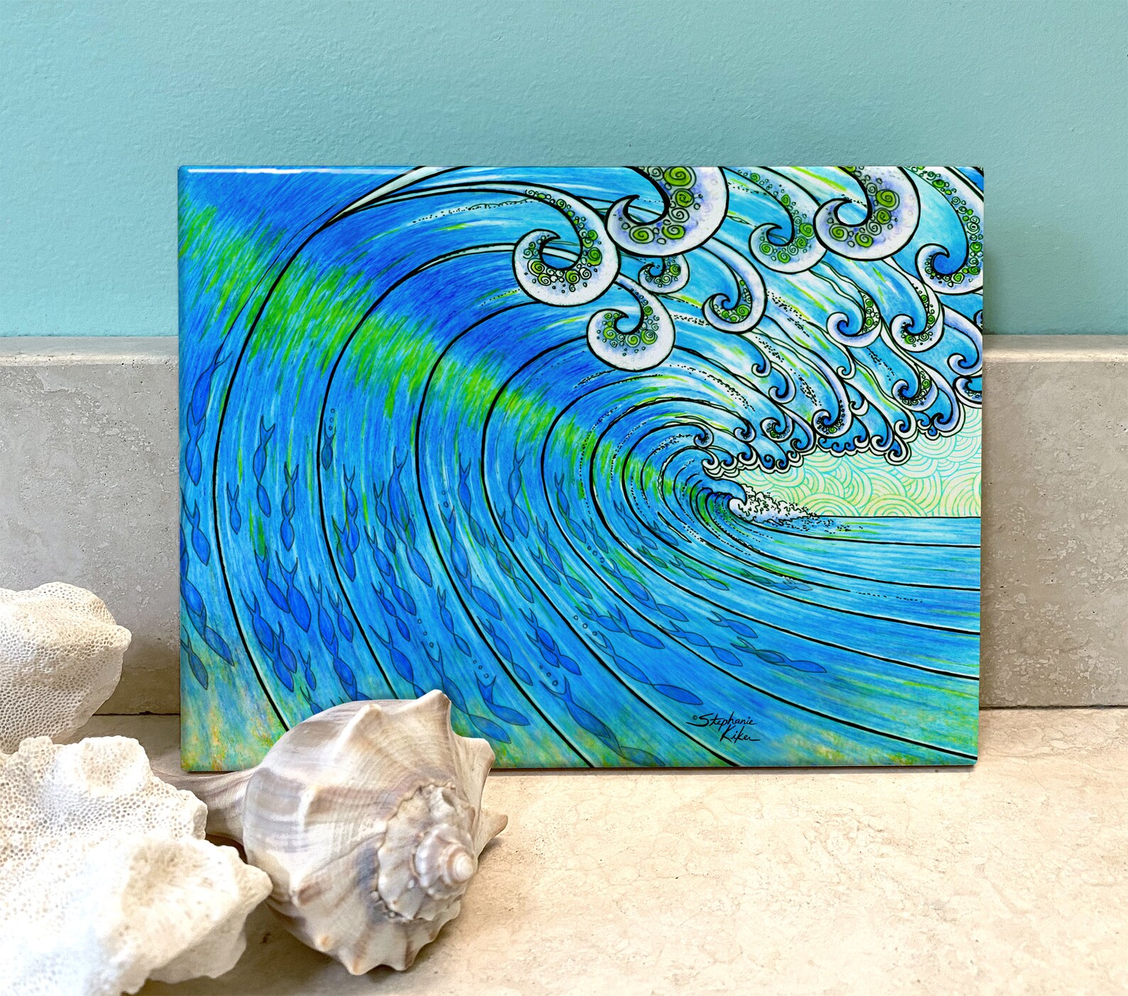 Party Wave Ceramic Tile Wall Art | Etsy