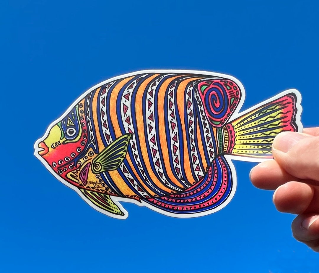 Angel Fish Sticker, Decal for Cars, Sticker for Water Bottles, Fish ...