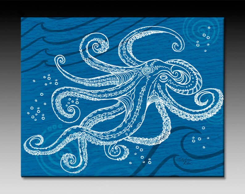 Octopus One Color Ceramic Tile Wall Art Ocean Art Tile Art | Etsy
