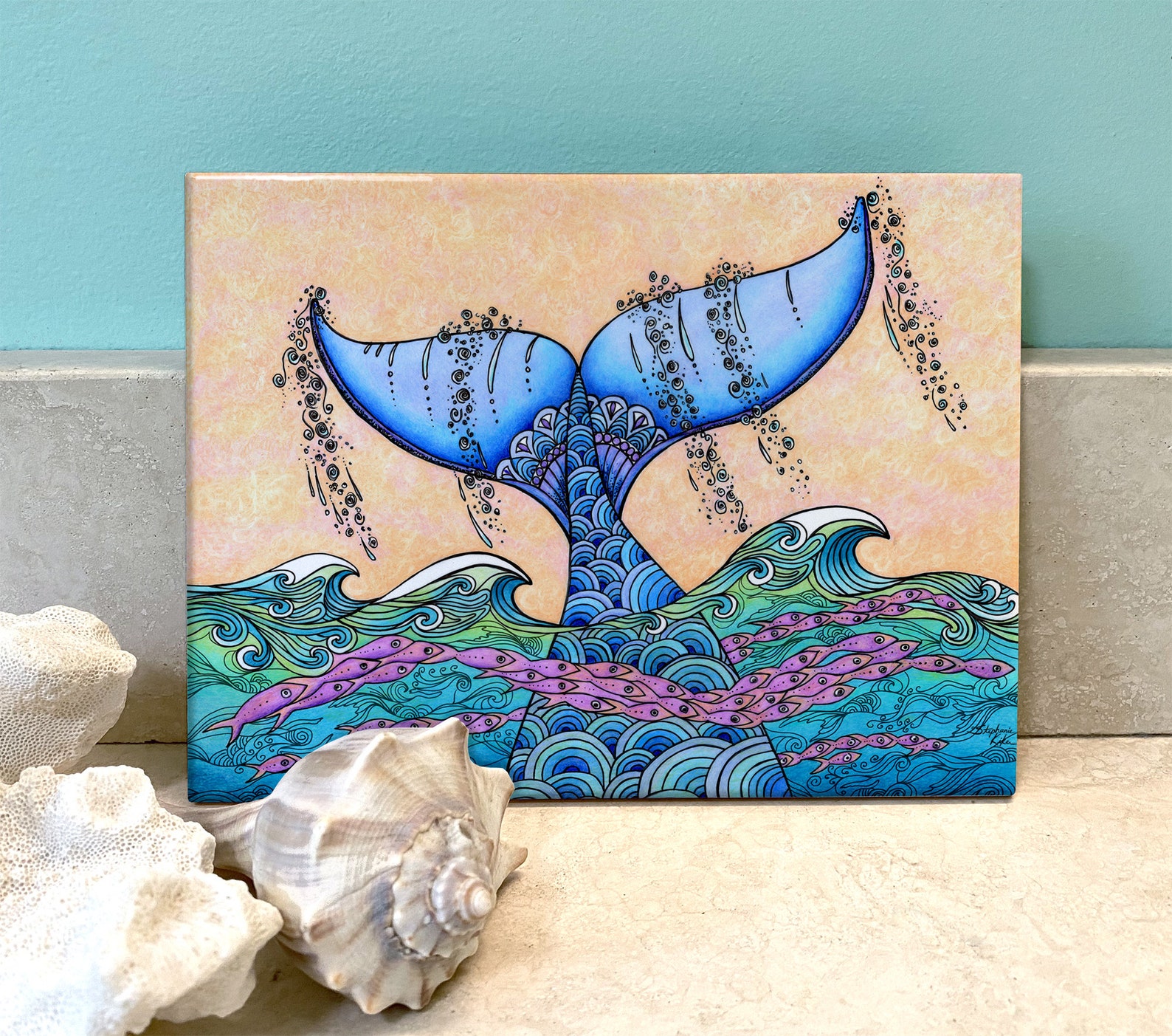 Tails of the Sea Ceramic Tile Wall Art, Ocean Art, Tile Art - Etsy