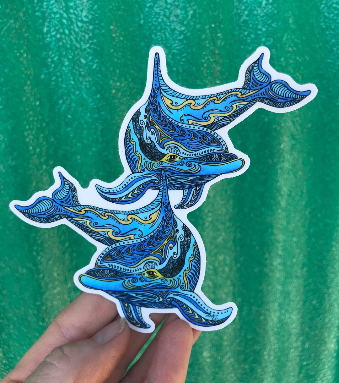 2 Dolphins Art Sticker, Decal, for Cars, Water Bottles, Skateboards ...