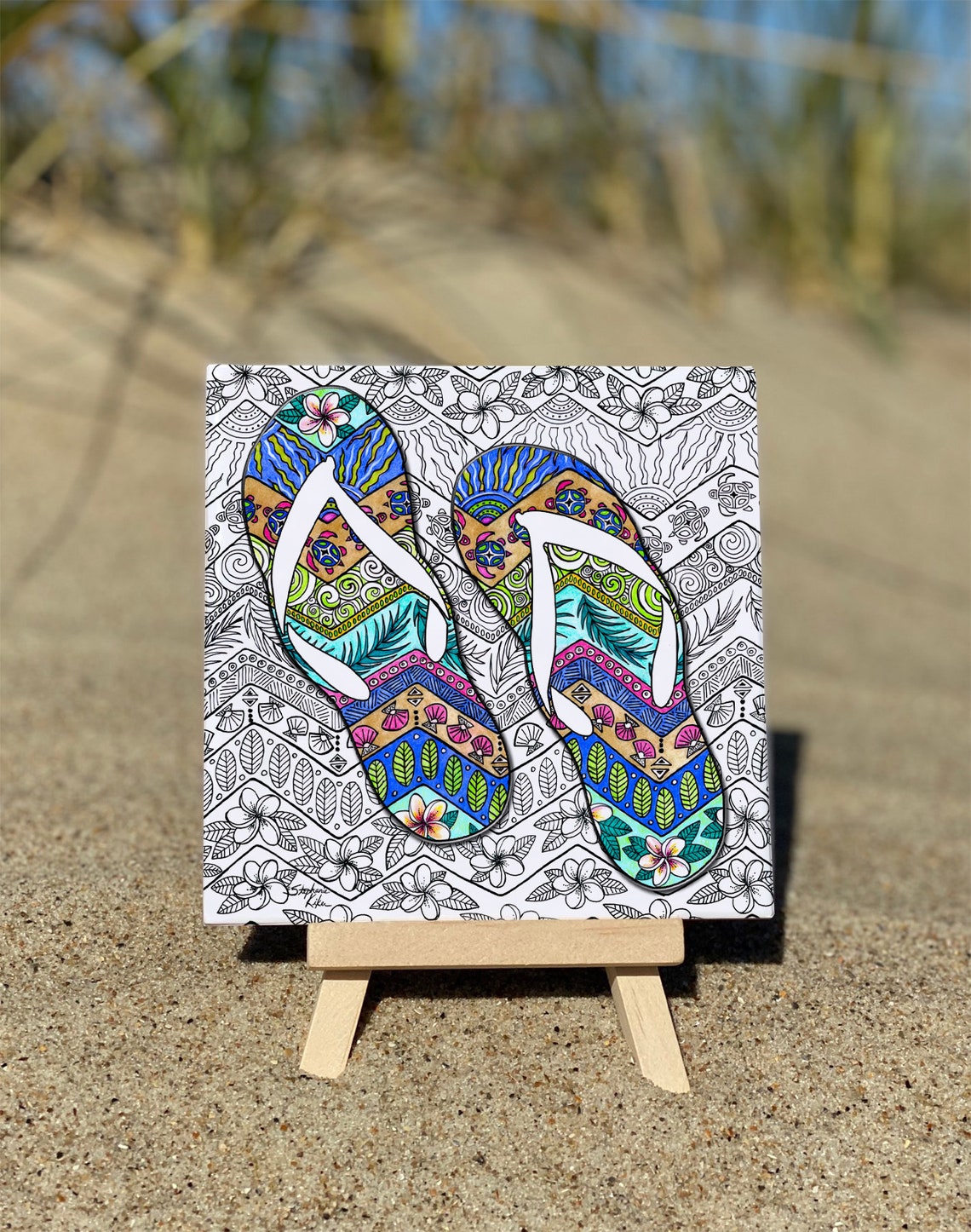Tropical Flip Flops Ceramic Tile Wall Art - Etsy