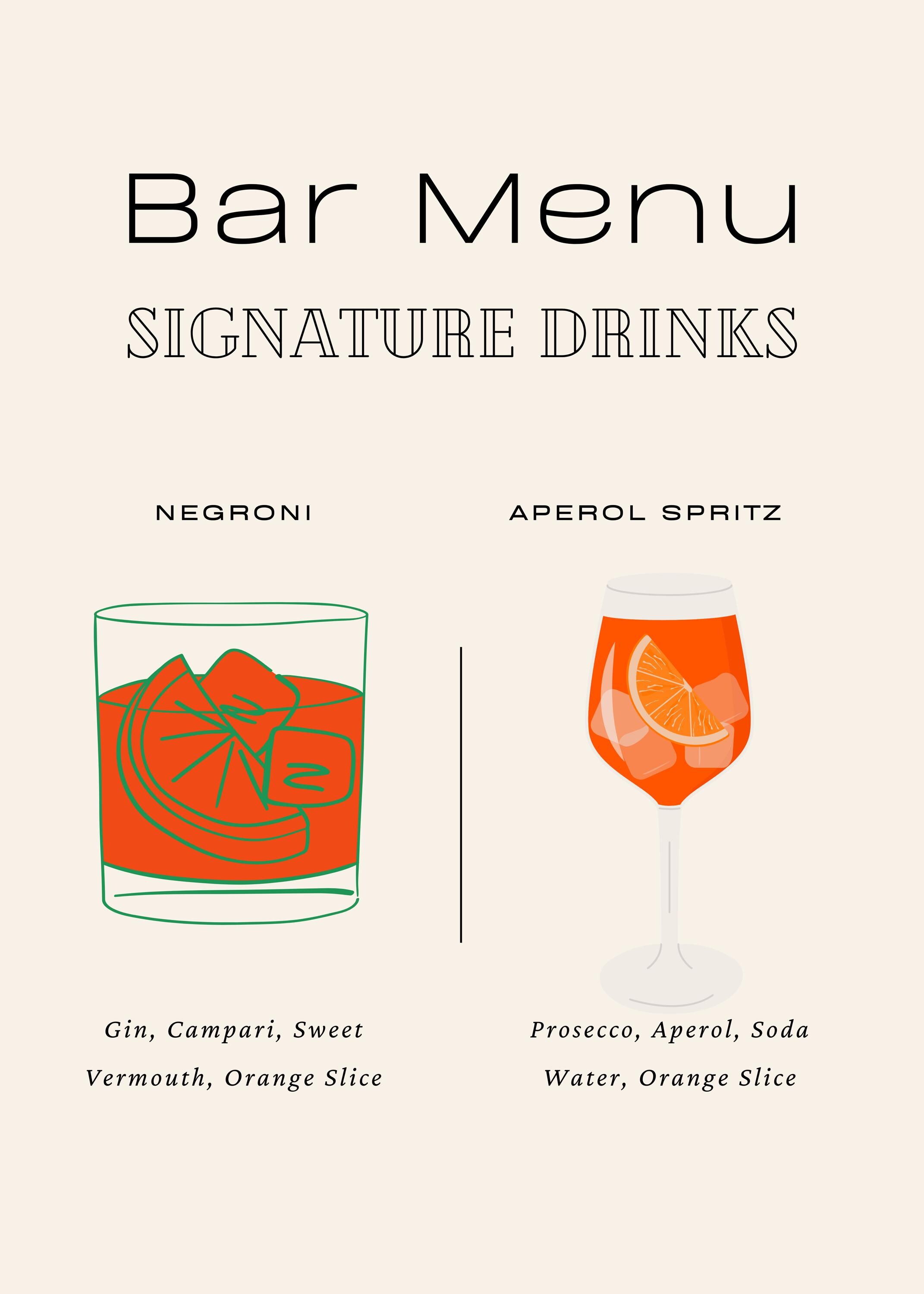 Printable Signature Drink Sign: Minimalist Bar Menu Template (5000 ...