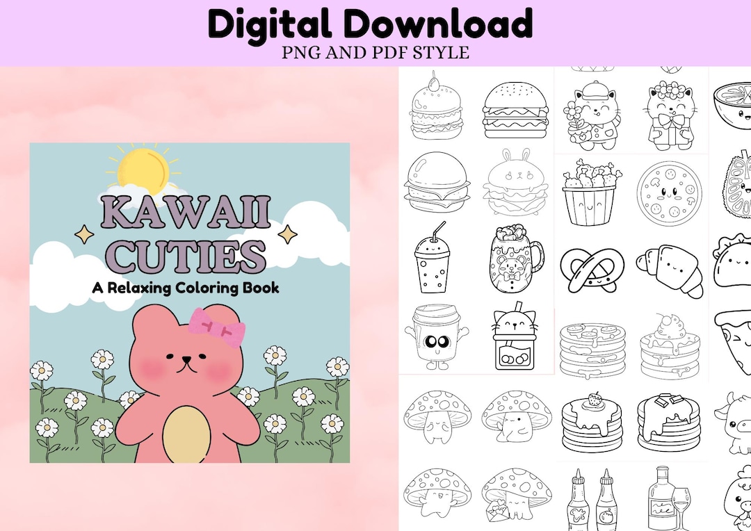 Kawaii Cuties: A Relaxing Coloring Book for Kids and Adults - Etsy