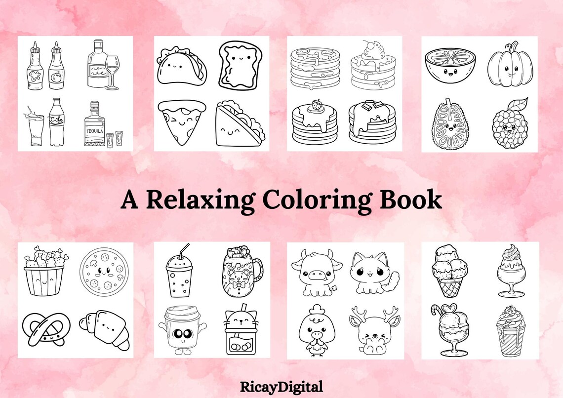 Kawaii Cuties: A Relaxing Coloring Book for Kids and Adults - Etsy
