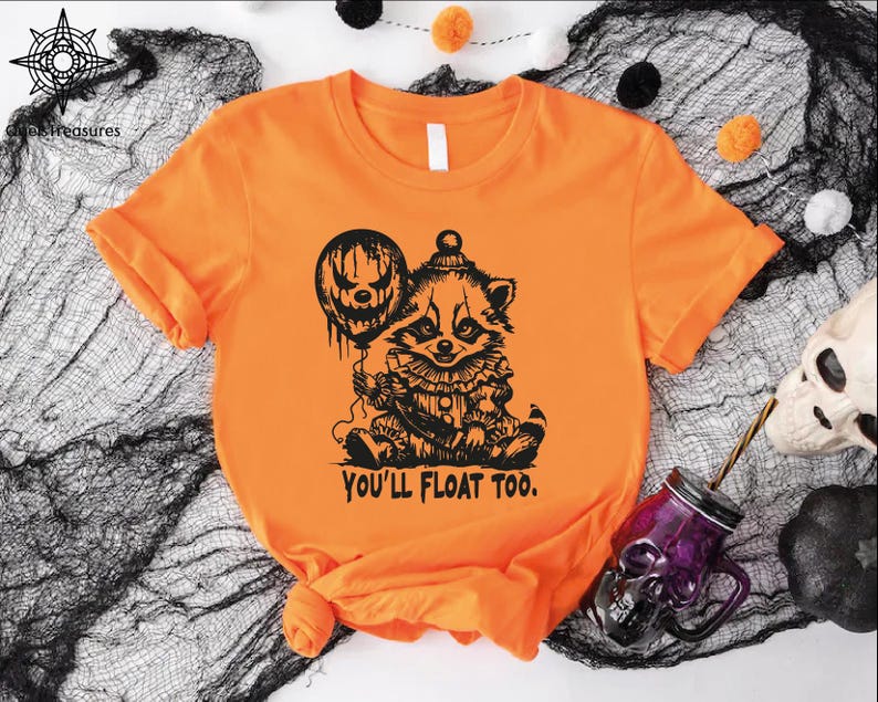 You'll Float Too Horror Raccoon Halloween Shirt, Retro Raccoon Shirt ...