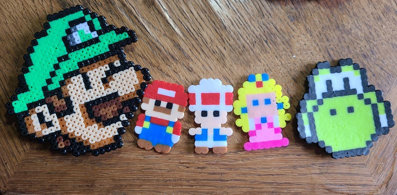 Super Mario Themed - Handmade Perler Bead Character Art - Etsy