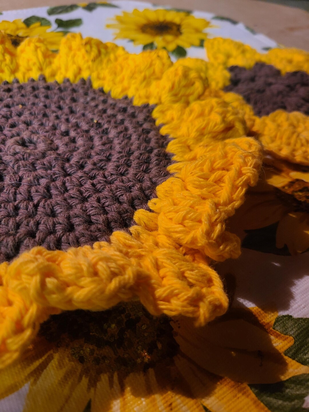 Crochet Sunflower Coaster Set - Farmhouse Boho Decor - Set of 4 - Etsy