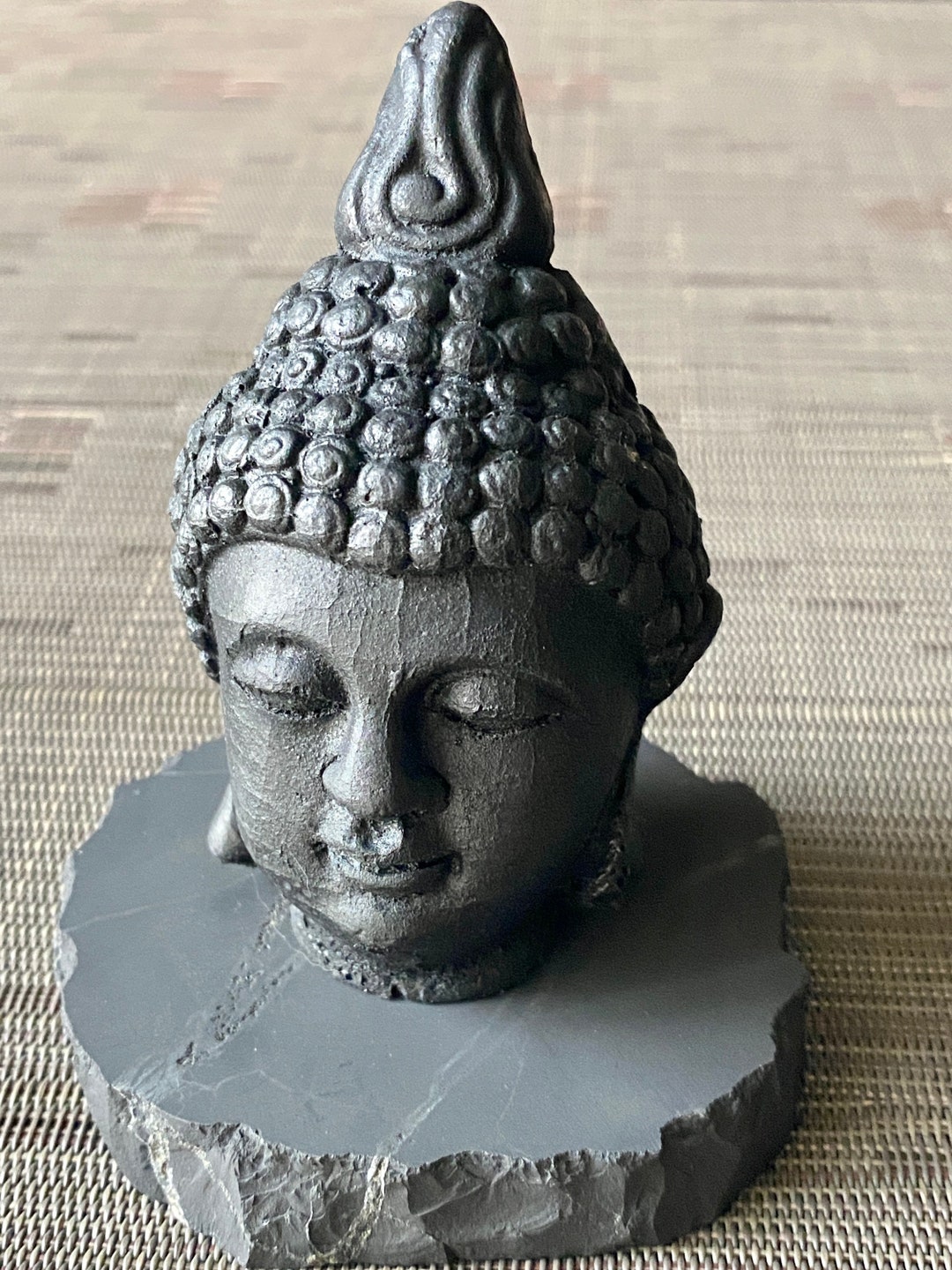 Shungite Buddha Head Statue | EMF Protection, Sacred Space Decor ...