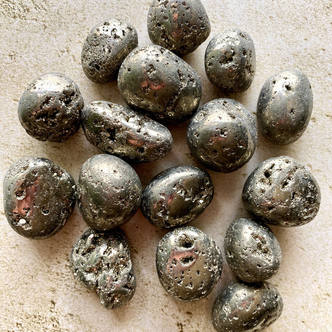 Tumbled Pyrite Crystal - Prosperity Stone (25x30mm) - Etsy
