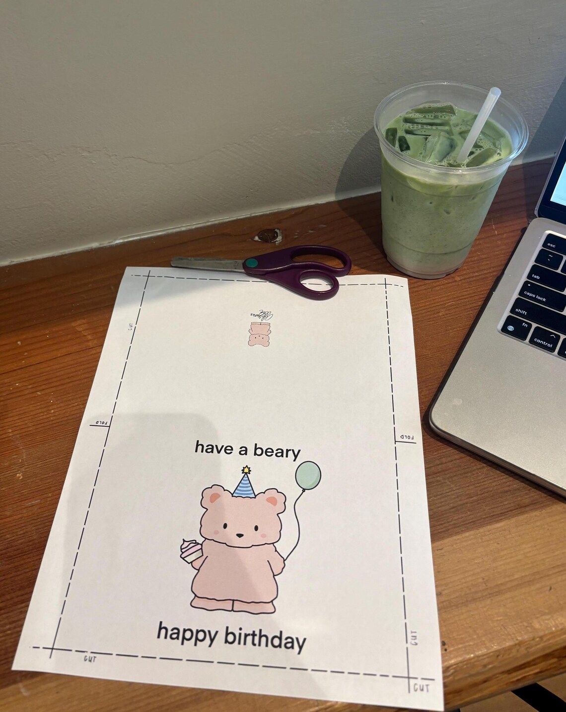 Bear Happy Birthday Card DIGITAL DOWNLOAD Printable File Bori Bear Cute ...