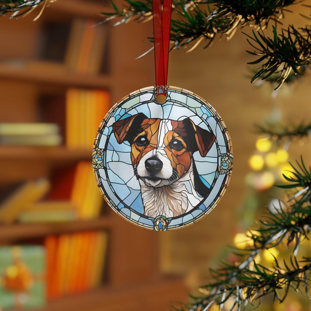 Jack Russell Terrier Ornament: Stained Glass Style, Aluminum Christmas ...