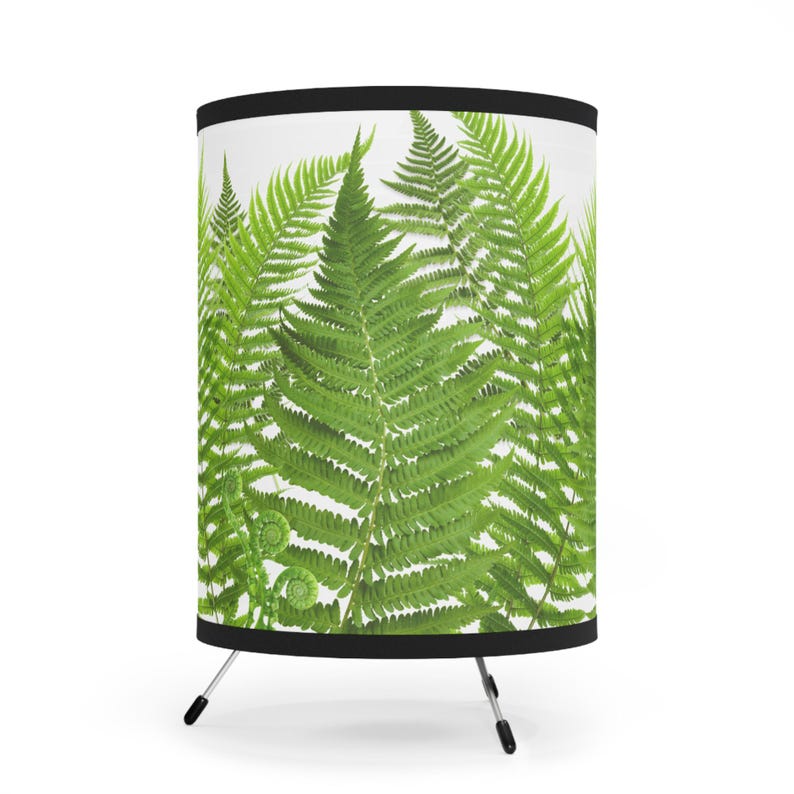 Fern Leaf Table Lamp: Botanical Tripod Desk Light - Etsy