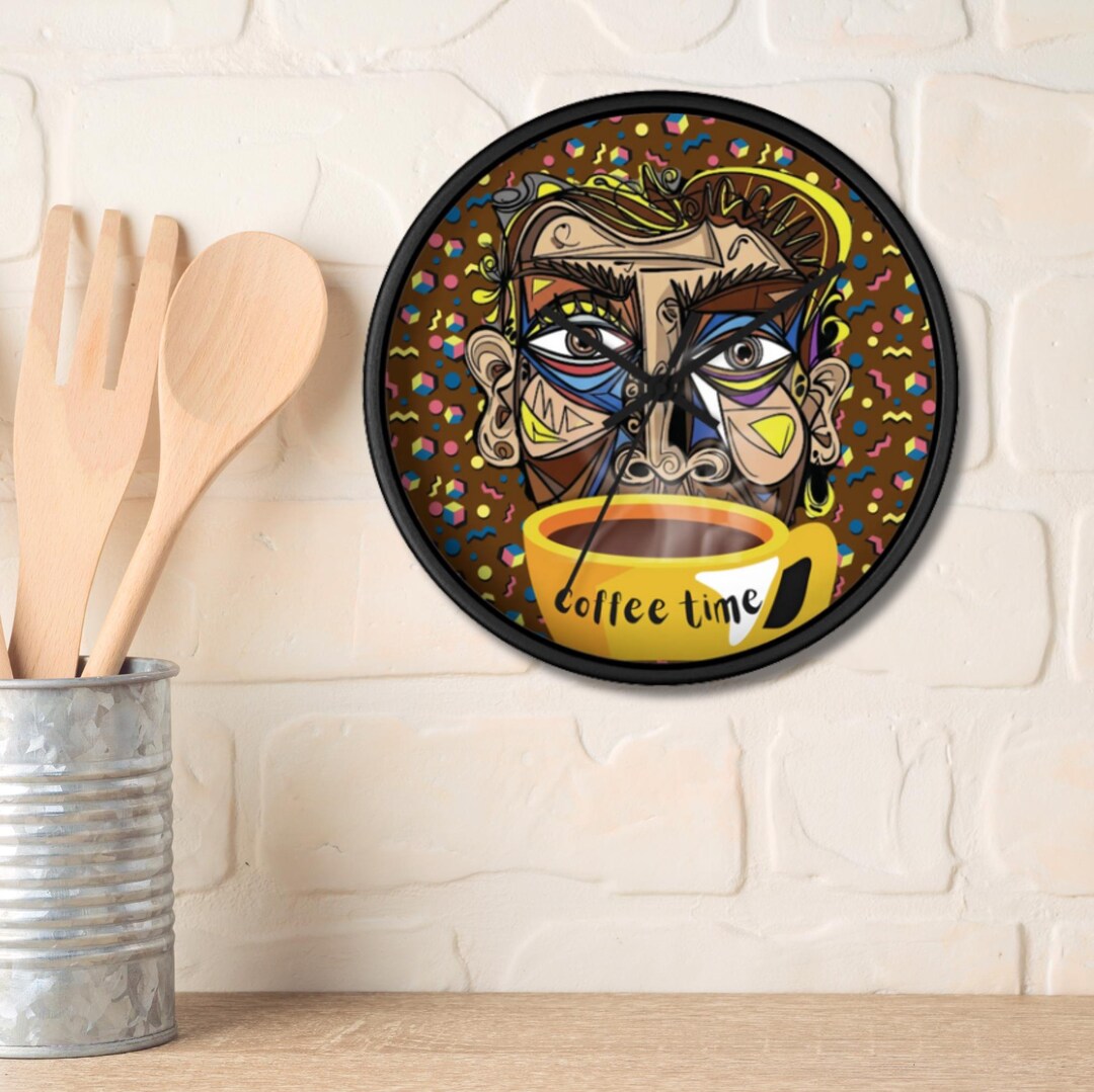 Coffee Time Wall Clock, Artistic Home Decor, Modern Funky Wall Art - Etsy