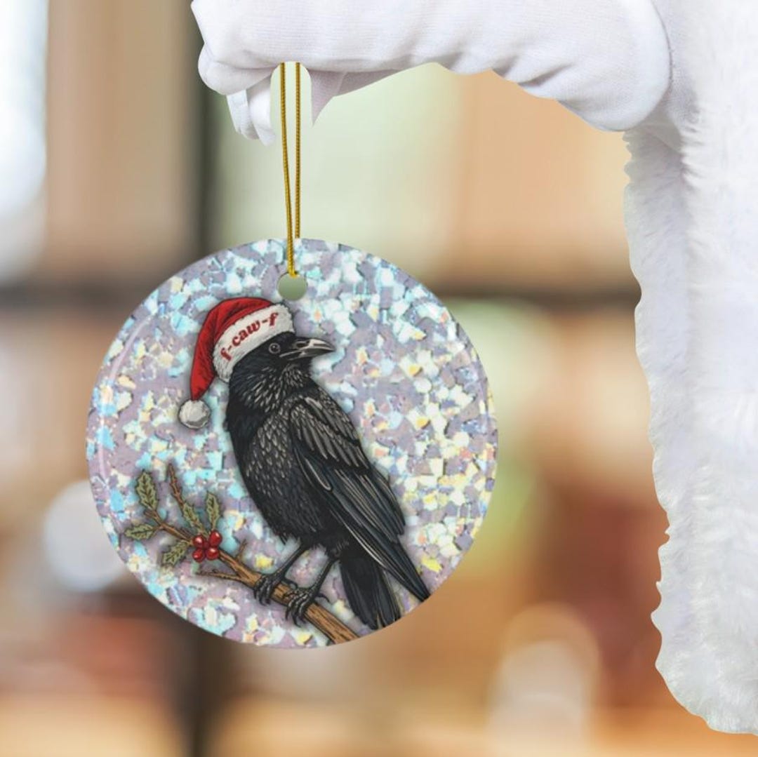 Santa Raven Ornament | Funny Goth Crow Holiday Decor - Etsy