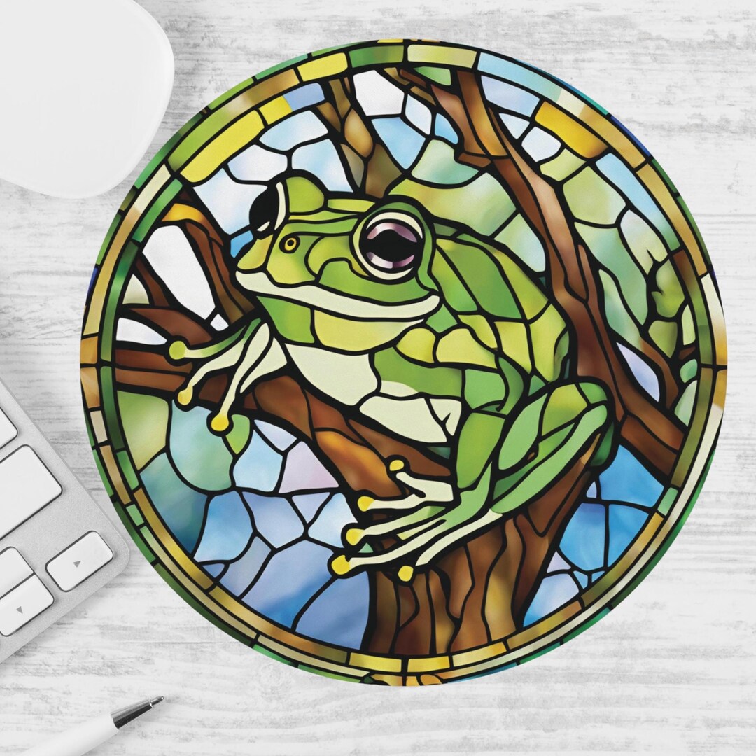 Tree Frog Mouse Pad: Printed Stained Glass Design, Tropical Office ...