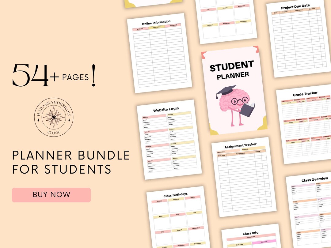 STUDENT PLANNER BUNDLE, Study Organizer, 2024 2025 Digital Planner ...
