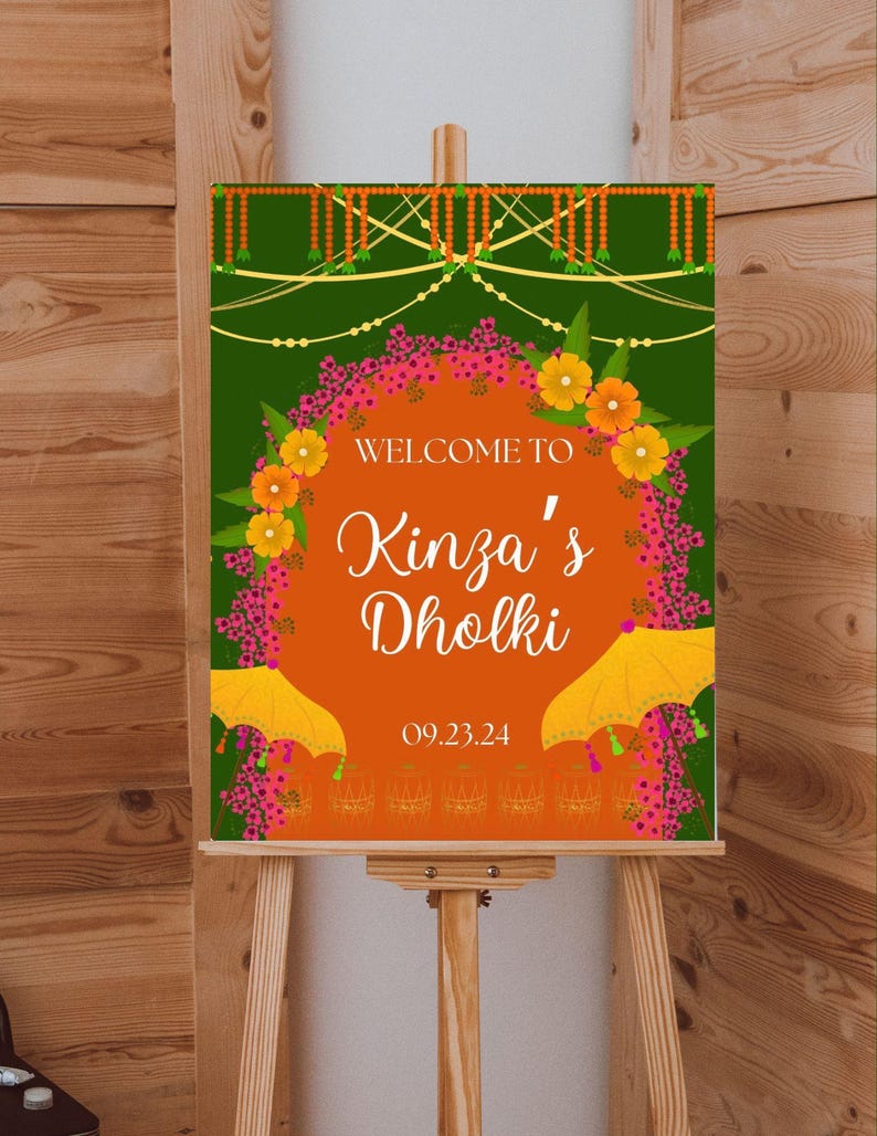 Dholki Mehendi Dholak Welcome Sign Customizable - Etsy