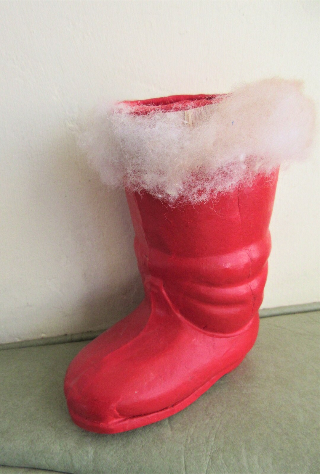 Vintage Santa Boot Red Paper Pulp Boot Christmas Boot With - Etsy