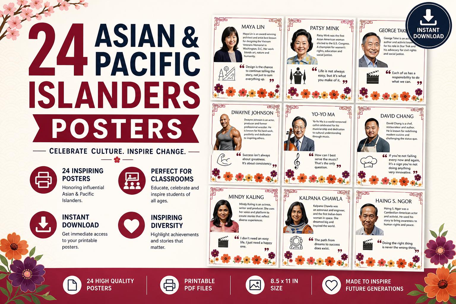 AAPI Heritage Bulletin Board | May AANHPI Month Posters | Iconic AAPI ...