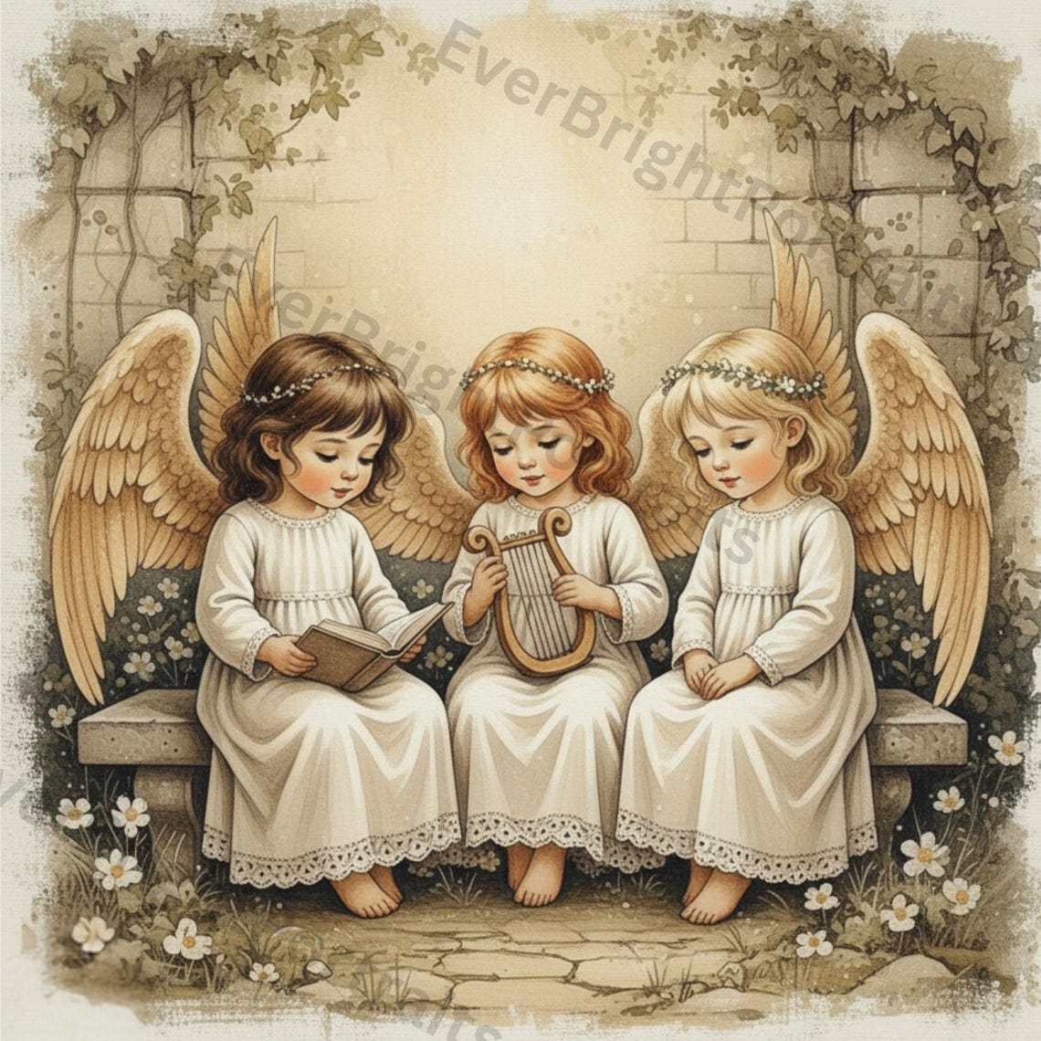 Vintage Christmas Angel Clipart Bundle | 21 PNG Digital Download ...