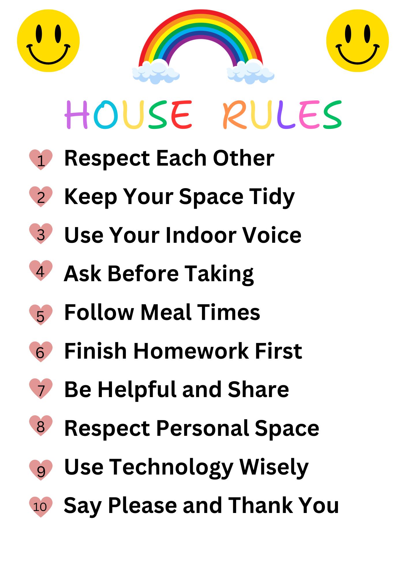 Family House Rules House Rules for Kids family Rules Behavior Rules ...