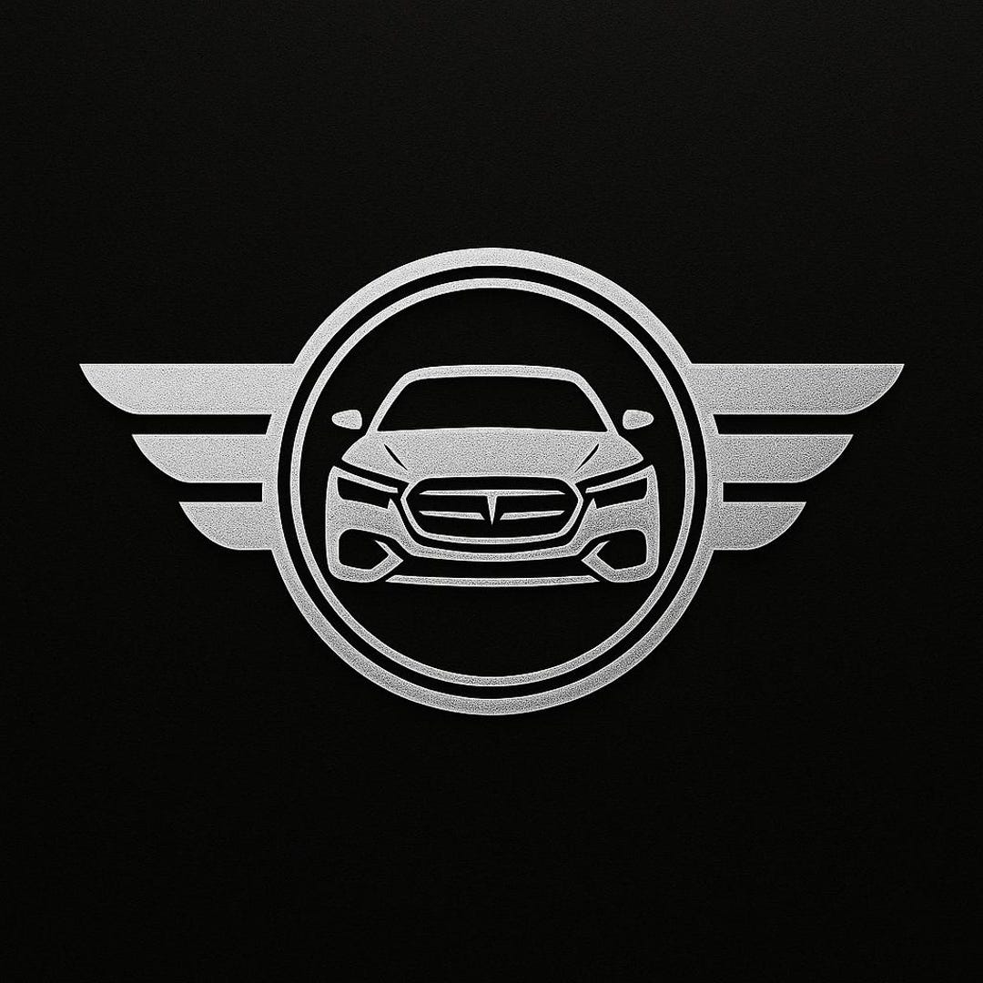 Chrome Car Logo Design | Metallic Auto Shop Emblem | VIP Winged Badge ...