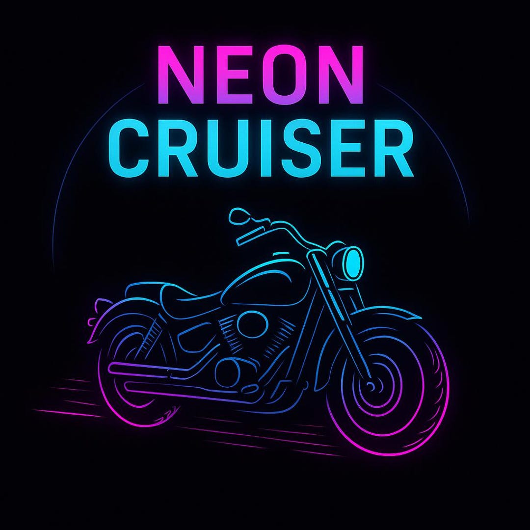 Custom Neon Cruiser Motorcycle Logo • Glow Line Art Bike Logo • Retro ...