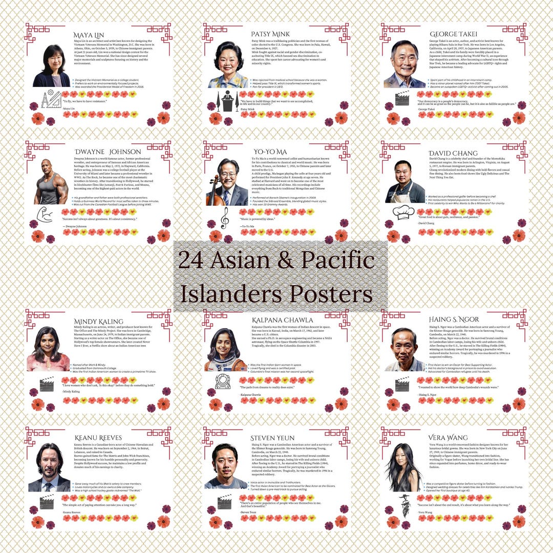 AAPI Heritage Bulletin Board | May AANHPI Month Posters | Iconic AAPI ...