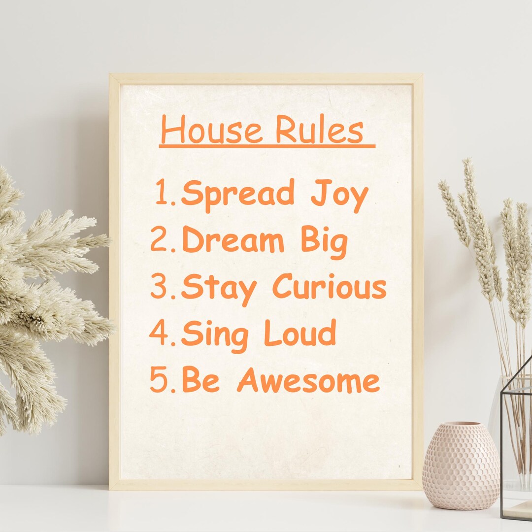Digital House Rules Poster PNG | Inspirational Wall Art for Adults ...