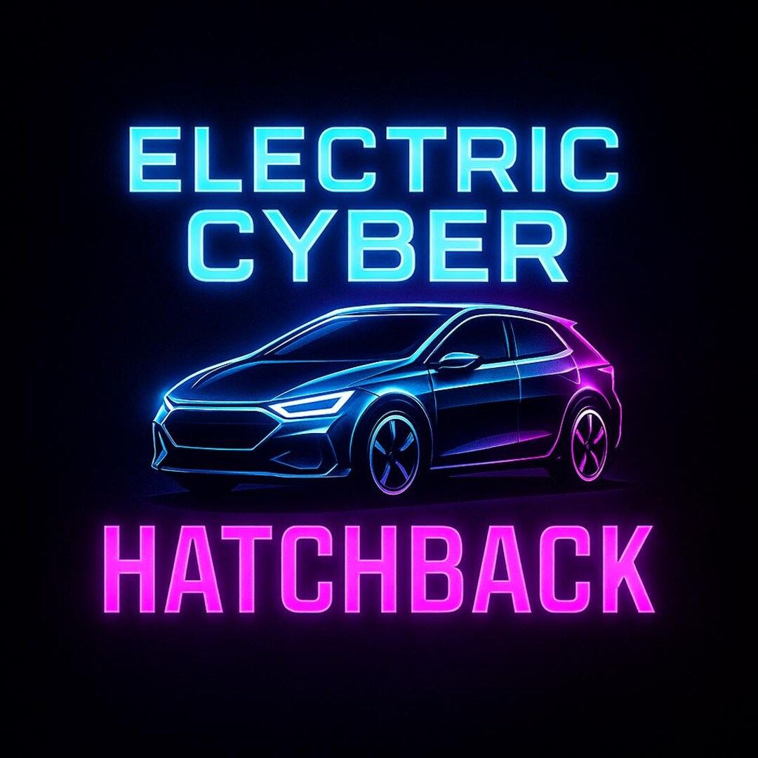 Custom Electric Hatchback Logo | Cyber Neon Car Illustration ...