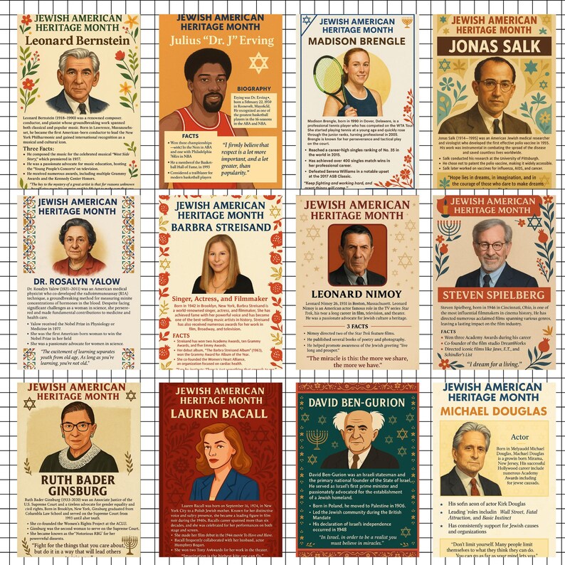 Jewish American Heritage Month Poster Bundle – Celebrate Jewish Culture ...