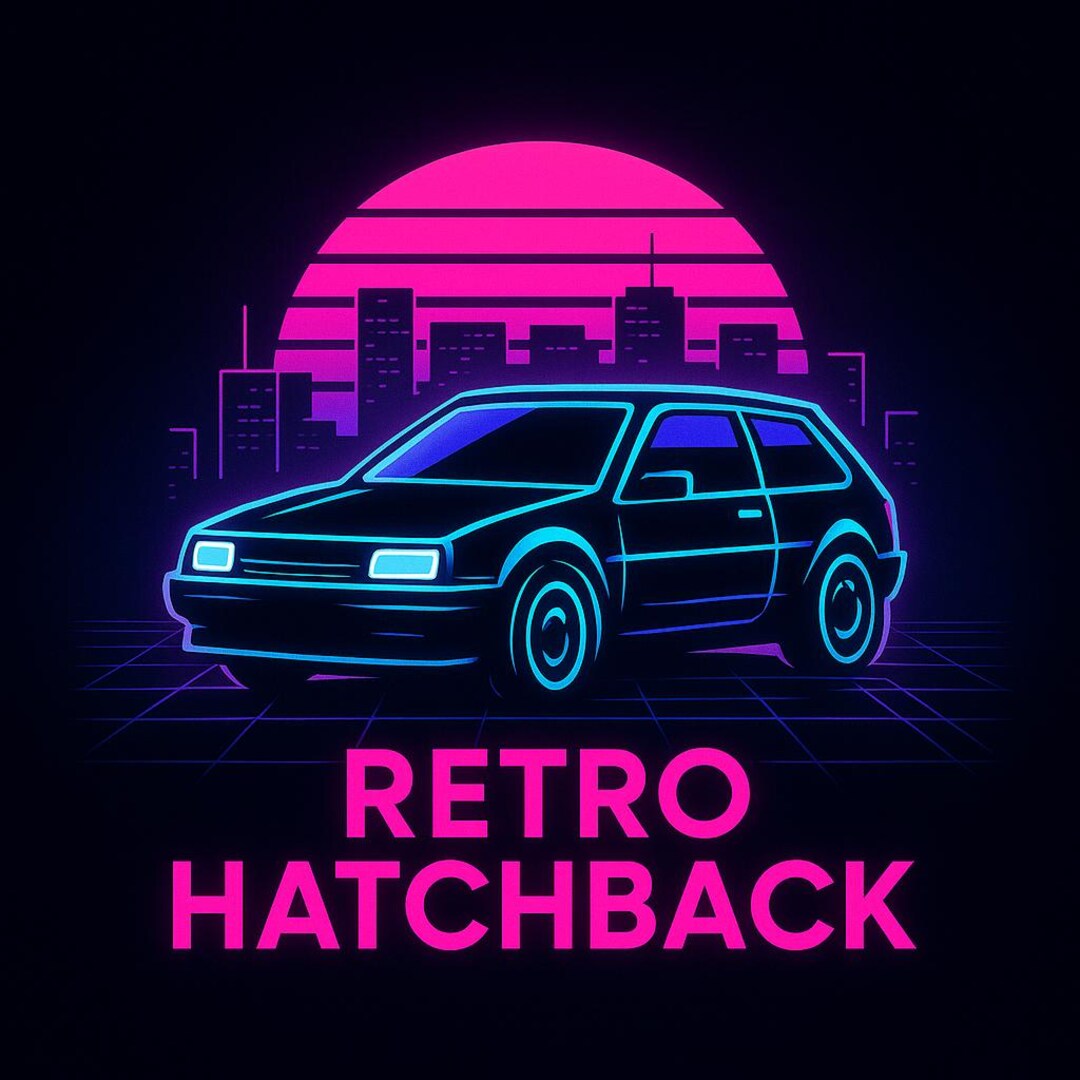 Custom Retro Hatchback Logo | Vaporwave Car Art | Neon 80s Hatch ...